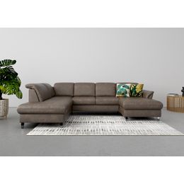 Sit & More Wohnlandschaft SIT & MORE, B:312cm H:88cm T:224cm, braun, 100% Polyester, Sofas, "Maggiore U-Form", wahlweise mit Kopfteilverstellung, Bettfunktion