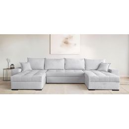 Wohnlandschaft OTTO HOME, H:41cm T:161cmhellgrau, 100%Polyester, Sofas, "Home System U-Form, von B: 269-352 cm w&auml;hlbar, 6 Varianten zur Auswahl", mit