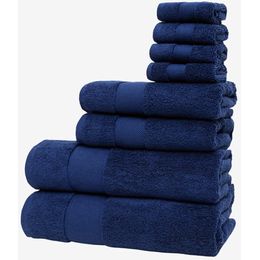 Handtuch Set WOLKENFELD, blau, Frottier, Obermaterial: 100% Baumwolle, Handtuch-Sets, "Premium Low-Twist Baumwolle 550 g/m&sup2; &ndash; 8-teilig mit