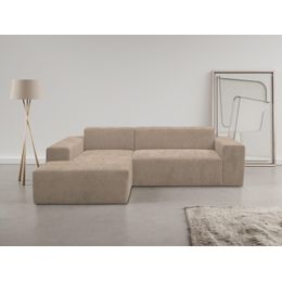Ecksofa WERK2, B:253cm H:70cm T:188cm, braun, 100% Polyester, Wohnzimmer, Sofas, "Zeus-L modern & zeitlos, Breite 253 cm, bequemes Sofa", Curvy Trend
