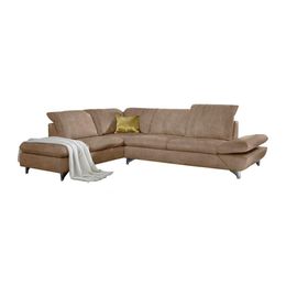 Ecksofa W.Schillig, B:296cm H:84cm T:242cm, braun, Longlife fabric Velourgewebe S41 (100% Polyester), Wohnzimmer, Sofas, "Taoo, elegant und zeitlos,