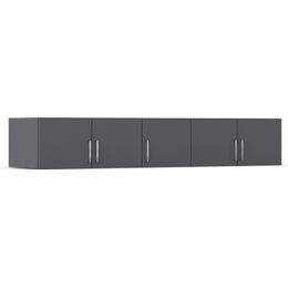 Aufsatzschrank Rauch, B:226cm H:39cm T:54cmgraumetallic, griffe chrom, Holzwerkstoff, Schr&auml;nke, "Gamma", f&uuml;r eine maximale Nutzung der Deckenh&ouml;he,