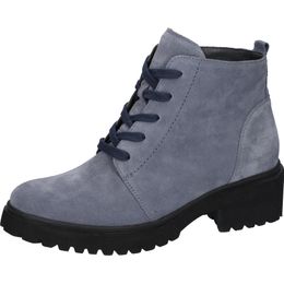 Waldl&auml;ufer WALDL&Auml;UFER Damen Schn&uuml;rboots "H-LUISE", Gr. 6,5, blau, Veloursleder, unifarben, Schuhe, Stiefelette, Blockabsatz, in bequemer Schuhweite G (= weit)