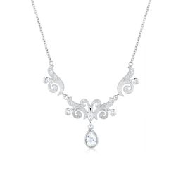 Elli Premium Damen Collierkettchen "Ornament Zirkonia Wei&szlig; 925 Sterling Silber", 45,mit Steinen, Silber 925 (Sterlingsilber), L: 45, wei&szlig;, Silber 925