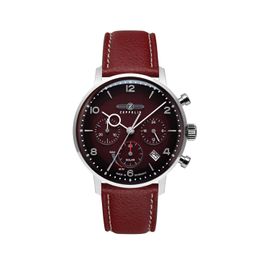 Zeppelin Herren Chronograph "LZ 129 Hindenburg Solar Sustainable Planet", rot, Armbanduhren, Armbanduhr, Herrenuhr, Solar, Datum, Stoppfunktion, Made