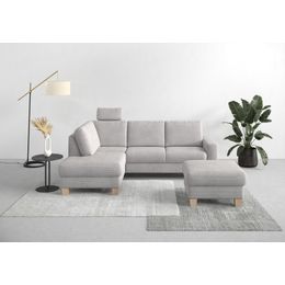 Ecksofa Home Affaire, B:236cm H:91cm T:170cm, silber, 95% Polyester, 5% Polyamid, Wohnzimmer, Sofas, "Summer L-Form", mit Ottomane, wahlweise mit