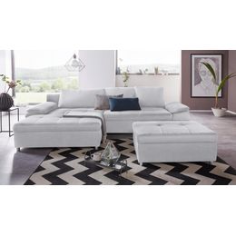 Ecksofa Home Affaire, B:290cm H:82cm T:90cm, silber, Struktur fein (95% Polyester, 5% Polyamid);Luxus-Microfaser ALTARA NUBUCK (100%