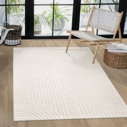 Teppich Paco Home, B:80cm H:13mm L:150cm, beige, Polyester, Wohnzimmer, Teppiche, "Luzern 653", Kurzflor, Uni Farben, Hoch-Tief-Struktur, Scandi