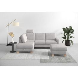 Ecksofa Home Affaire, B:236cm H:91cm T:170cm, silber, 95% Polyester, 5% Polyamid, Wohnzimmer, Sofas, "Summer L-Form", mit Ottomane, wahlweise mit
