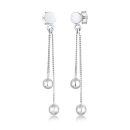 Elli Damen Paar Ohrh&auml;nger "Stecker Pl&auml;ttchen Kugel Kette Geo Style 925 Silber", onesize, ohne Stein, Silber 925 (Sterlingsilber), silber, Silber 925