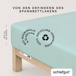 Spannbettlaken Schlafgut, blau, Jersey, Obermaterial: 95% Baumwolle, 5% Elasthan, Bettlaken, "PURE Bio-Baumwolle mit Elasthan, 170 g/m&sup2;, Bettlaken,