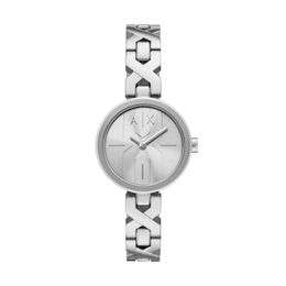 Armani Exchange Damen Quarzuhredelstahlfarben, Armbanduhren, Armbanduhr, Damenuhr, Edelstahlarmband, analog