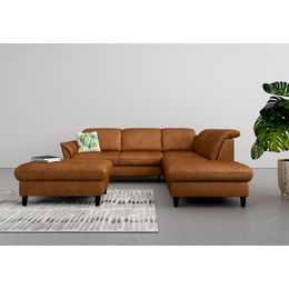 Sit & More Ecksofa SIT & MORE, B:261cm T:224cm, braun, 100% Polyester, Wohnzimmer, Sofas, "Maggiore L-Form", wahlweise mit Kopfteilverstellung, Bettfunktion und