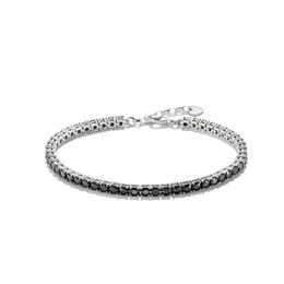 Thomas Sabo Damen Tennisarmband "Armband mit schwarzen Zirkonia", 19,5, Silber 925 (recycelt)silberfarben, schwarz, schwarz, Silber 925 (recycelt),