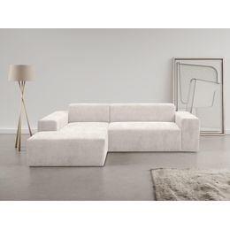 Ecksofa WERK2, B:253cm H:70cm T:188cm, beige, 100% Polyester, Wohnzimmer, Sofas, "Zeus-L modern & zeitlos, Breite 253 cm, bequemes Sofa", Curvy Trend