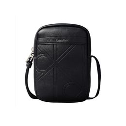 Calvin Klein Damen Umh&auml;ngetasche "EMBLEM AOP EMBOSS SLIM REPORTER"schwarz, Lederimitat, Taschen, Schultertasche, Mini Bag mit CK-Logoschriftzug