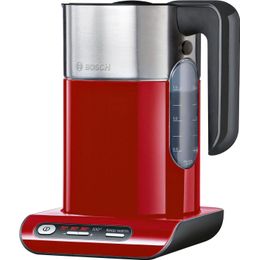 Bosch Wasserkocher "Styline TWK8614P, Abschaltautom., &Uuml;berhitzungsschutz, Temperaturwahl", B:17,5cm H:26,3cm T:21cm, rot, Wasserkocher,
