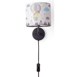Paco Home Wandleuchte "Cosmo 343", 1, &Oslash; 18cm H: 26,5cm, schwarz, Kinderzimmer, Leuchten, Lampe Kinderzimmer Stecker &acirc;&circ;...18cm Hei&szlig;luftballon Tiere