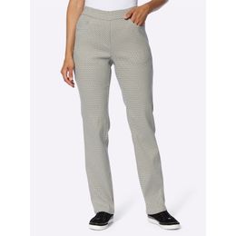 WITT Damen Stretch-Hose in knitterarmer Koffer-Qualit&auml;t, khaki-ecru-gemustert, Gr&ouml;&szlig;e 23