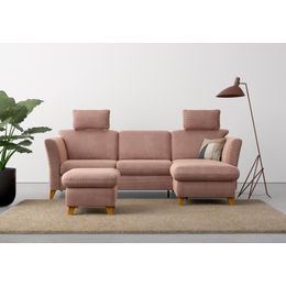 Ecksofa Home Affaire, B:249cm H:86cm T:162cm, rosa, 95% Polyester, 5% Polyamid, Wohnzimmer, Sofas, "Trelleborg L-Form", wahlweise mit Bettfunktion