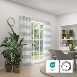 Neutex for you! Vorhang NEUTEX FOR YOU "RIVA", grau, B:144cm H:245cm, Polyester, Gardinen, Blockstreifen, grafisches Linienmotiv