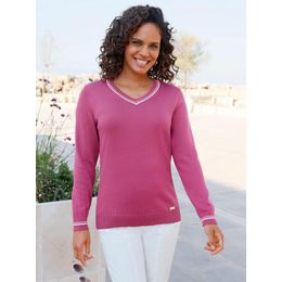 WITT Damen Baumwollpullover mit Kontraststreifen, erika, Gr&ouml;&szlig;e 50