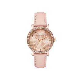 Michael Kors Damen Quarzuhr "COREY"rosa, Armbanduhren, Armbanduhr, Damenuhr, Lederarmband, analog, Glassteine