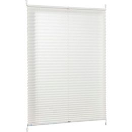 Plissee K-home, B:25cm H:130cm, beige, Obermaterial: 100% Polyester, Badezimmer, Plissees, "Klemmfix Pisa", Crushed-Optik