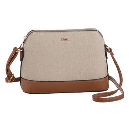 Rieker Damen Umh&auml;ngetasche, beige, Lederimitat, kontrastfarbene Details, Taschen, Schultertasche, Damen-Tasche mit gro&szlig;em Hauptfach