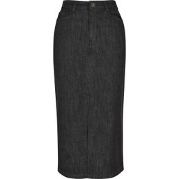 Urban Classics Damen Jerseyrock "Urban Classics Damen Ladies Midi Denim Skirt"schwarz washed, Gr. 26, unifarben, 100% Baumwolle, R&ouml;cke