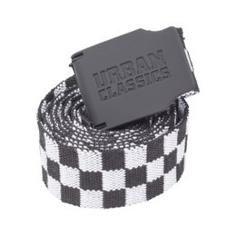 Urban Classics Damen H&uuml;ftg&uuml;rtel "Urban Classics Unisex UC Canvas Belt Checkerboard 150cm"schwarz, wei&szlig;, 100% Polyester, G&uuml;rtel