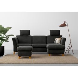 Ecksofa Home Affaire, B:249cm H:86cm T:162cm, grau, 95% Polyester, 5% Polyamid, Wohnzimmer, Sofas, "Trelleborg L-Form", wahlweise mit Bettfunktion