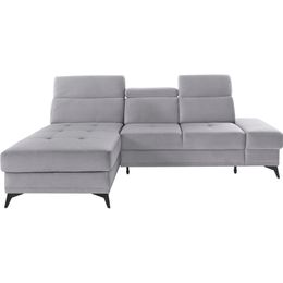Ecksofa Home Affaire, B:246cm H:83cm T:173cm, grau, Webstoff (100% Polyester);Luxus-Microfaser Paris (90% Polyester/10% Polyamid);Struktur fein (100%