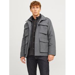 Jack & Jones JACK & JONES Herren Wolljacke "JPRCCALEX WOOL BLEND FIELD JACKET SN", grau, Gr. S, meliert, Web, Obermaterial: 55% Polyester, 40% Wolle, 5% sonstige