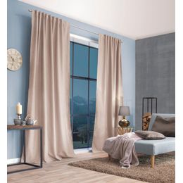 Gardine Home Wohnideen, B:135cm H:245cm, beige, Chenille, Polyester, Wohnzimmer, Gardinen, "PELLU", THERMOCHENILLE, UNI