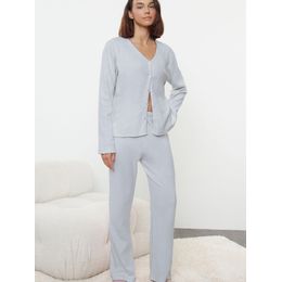 Trendyol Pajama Damen Gr&ouml;&szlig;e M hellblau Winterkleid