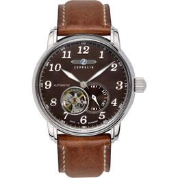 Zeppelin Herren Automatikuhr "LZ 127 Graf Zeppelin", braun, Armbanduhren, Mechanische Uhr, Armbanduhr, Herrenuhr, offene Unruh, Made in Germany