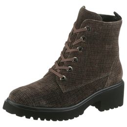 Waldl&auml;ufer WALDL&Auml;UFER Damen Schn&uuml;rstiefelette "H-LUISE", Gr. 4, gr&uuml;n, Veloursleder, kariert, Schuhe, Schn&uuml;rboots, Profilsohle, Blockabsatz, in Komfortweite H (=