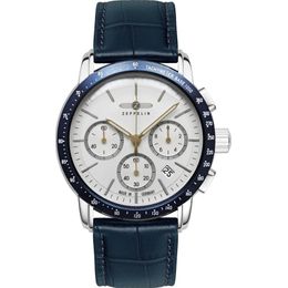 Zeppelin Herren Chronograph "New York", blau, Armbanduhren, Quarzuhr, Armbanduhr, Herrenuhr, Made in Germany, analog, Tag