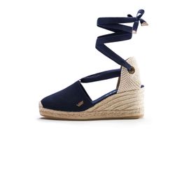 VISCATA Damen Espadrille "Escala", Gr. 39dunkelblau, Textil, Schuhe, mit Keilabsatz und eleganter Kn&ouml;chelschn&uuml;rung