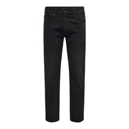 Only & Sons ONLY & SONS Herren Regular-fit-Jeans "ONSWEFT REGULAR MAT DNM NOOS", schwarz, Gr. 33, Abriebeffekte, Denim/Jeans, Obermaterial: 99% Baumwolle, 1%
