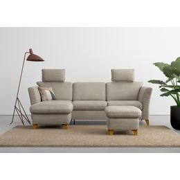 Ecksofa Home Affaire, B:249cm H:86cm T:162cm, grau, 95% Polyester, 5% Polyamid, Wohnzimmer, Sofas, "Trelleborg L-Form", wahlweise mit Bettfunktion