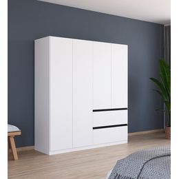 Dreht&uuml;renschrank Rauch, B:181cm H:197cm T:54cmalpinwei&szlig;, eingriffe graumetallic, Holzwerkstoff, Schr&auml;nke, "Kleiderschrank Schrank Garderobe COSTA in