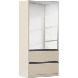 Dreht&uuml;renschrank Rauch, B:91cm H:197cm T:54cmbeige (champagner), eingriffe graumetallic, Holzwerkstoff, Schr&auml;nke, "Kleiderschrank Schrank Garderobe