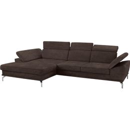 Sit & More Ecksofa SIT & MORE, B:311cm H:85cm T:181cm, braun, Wohnzimmer, Sofas, "Scorpio L-Form", inklusive Sitztiefenverstellung, wahlweise mit Kopfverstellung