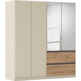 Dreht&uuml;renschrank Rauch, B:181cm H:197cm T:54cmbeige (champagner), eiche artisan, eingriffe graumetallic, Holzwerkstoff, Schr&auml;nke, "Kleiderschrank