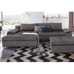 Ecksofa Home Affaire, B:290cm H:82cm T:90cm, grau, Struktur fein (95% Polyester, 5% Polyamid);Luxus-Microfaser ALTARA NUBUCK (100%