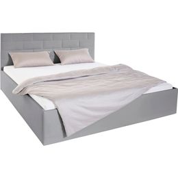 Polsterbett, grau, Westfalia Schlafkomfort, Bezug Bett: 100% Polyester;Bonnell-Federkernmatratze: 51% Polypropylen, 39% Polyester, 10%