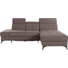 Ecksofa Home Affaire, B:246cm H:83cm T:173cm, grau, Webstoff (100% Polyester);Luxus-Microfaser Paris (90% Polyester/10% Polyamid);Struktur fein (100%