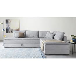 Ecksofa Home Affaire, B:321cm T:218cm, grau, 100% Polyester, Wohnzimmer, Sofas, "Night & Day L-Form, B: 321 cm, mit Dauer-Schlaffunktion,
